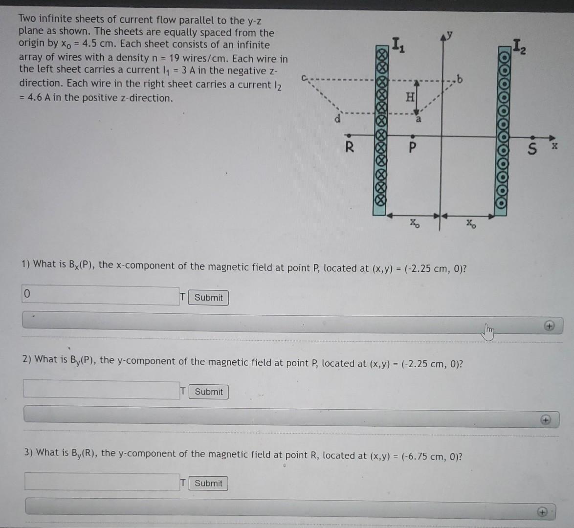 Solved I. Two infinite sheets of current flow parallel to | Chegg.com