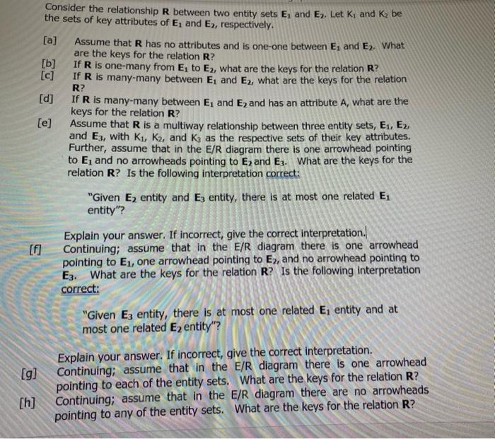 Solved Consider the relationship R between two entity sets | Chegg.com