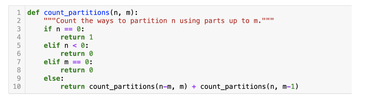 def count_partitions(n, ﻿m): """Count the ways to | Chegg.com