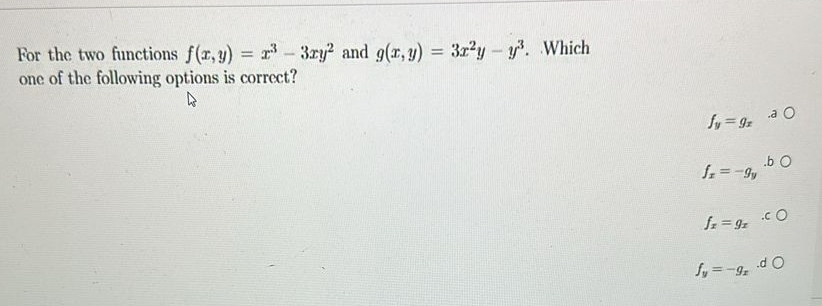 Solved For the two functions f(x,y)=x3-3xy2 ﻿and | Chegg.com