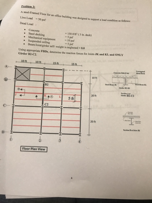 Solved Problem 3: A steel-Framed Floor for an office | Chegg.com