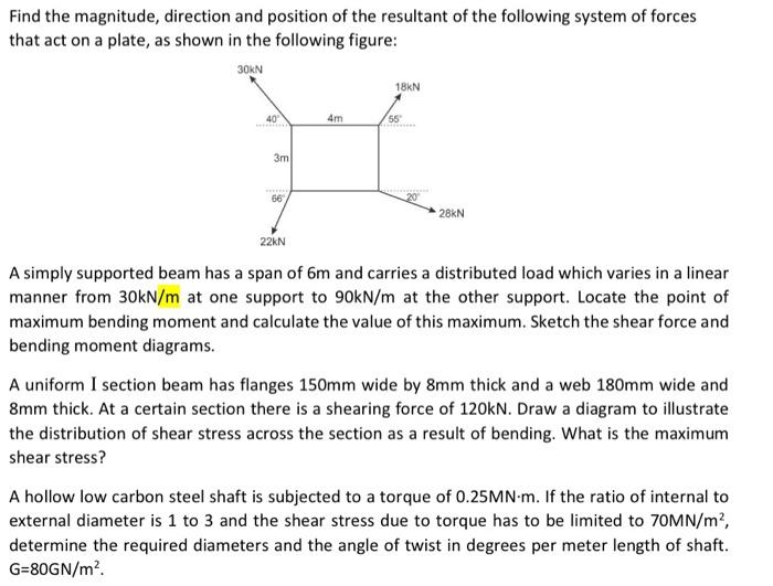 Solved 1.1 Find the magnitude, direction and position of the | Chegg.com