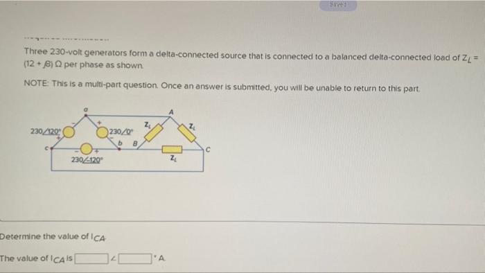 Solved Three 230-volt generators form a delta-connected | Chegg.com