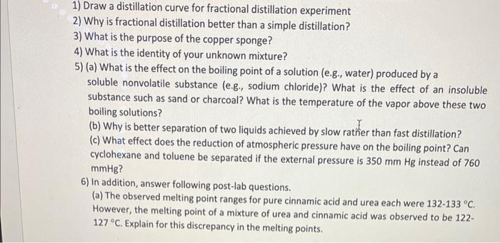 [solved] Please Help 1 Draw A Distillation Curve Fo