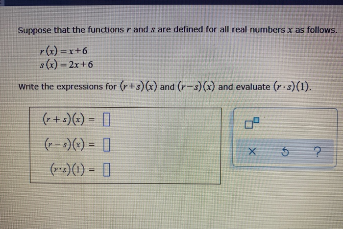 Solved Suppose that the functions r and s are defined for | Chegg.com