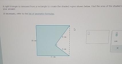 Solved A right triangle is removed from a rectangle to | Chegg.com
