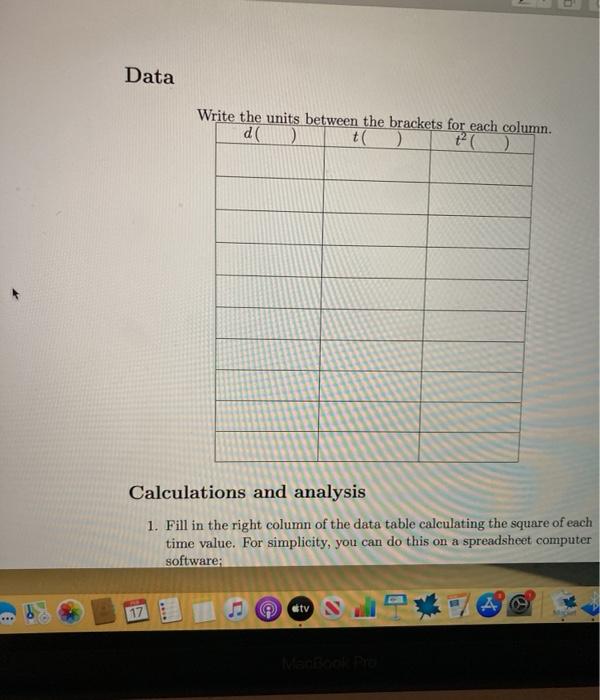 Solved Data Write the units between the brackets for each | Chegg.com