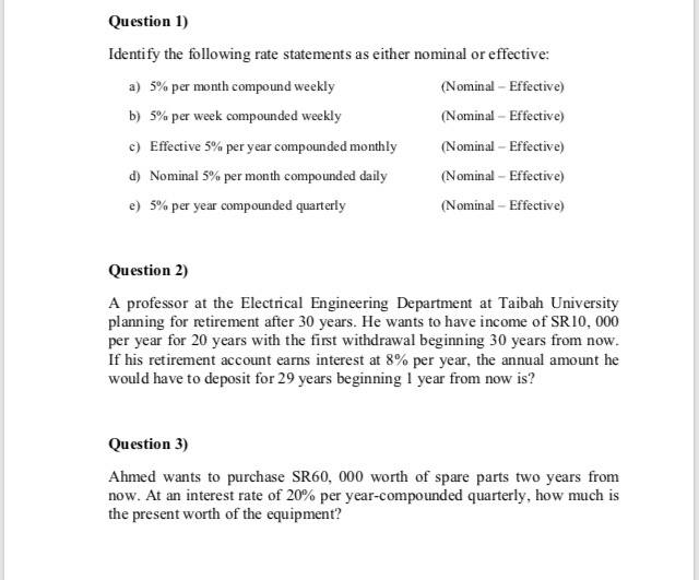 Solved Question 1) Identify the following rate statements as | Chegg.com