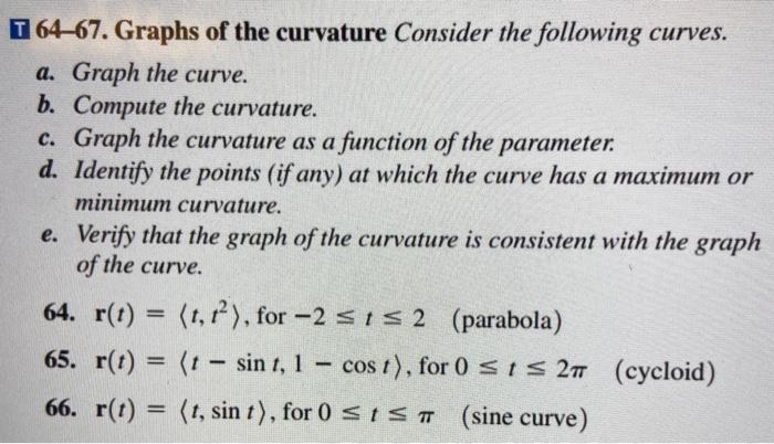 Solved 1 64–67. Graphs of the curvature Consider the | Chegg.com