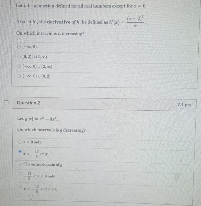 Solved Let h be a function defined for all real numbers | Chegg.com