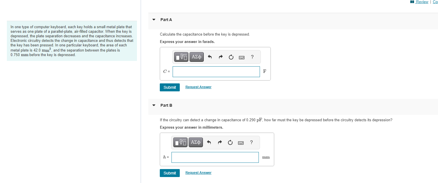 Solved ReviewI Co?In one type of computer keyboard, each key | Chegg.com