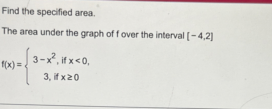 Solved Find the specified area.The area under the graph of f | Chegg.com