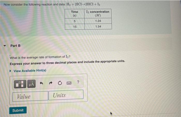 Solved Now consider the following reaction and data: H2 | Chegg.com