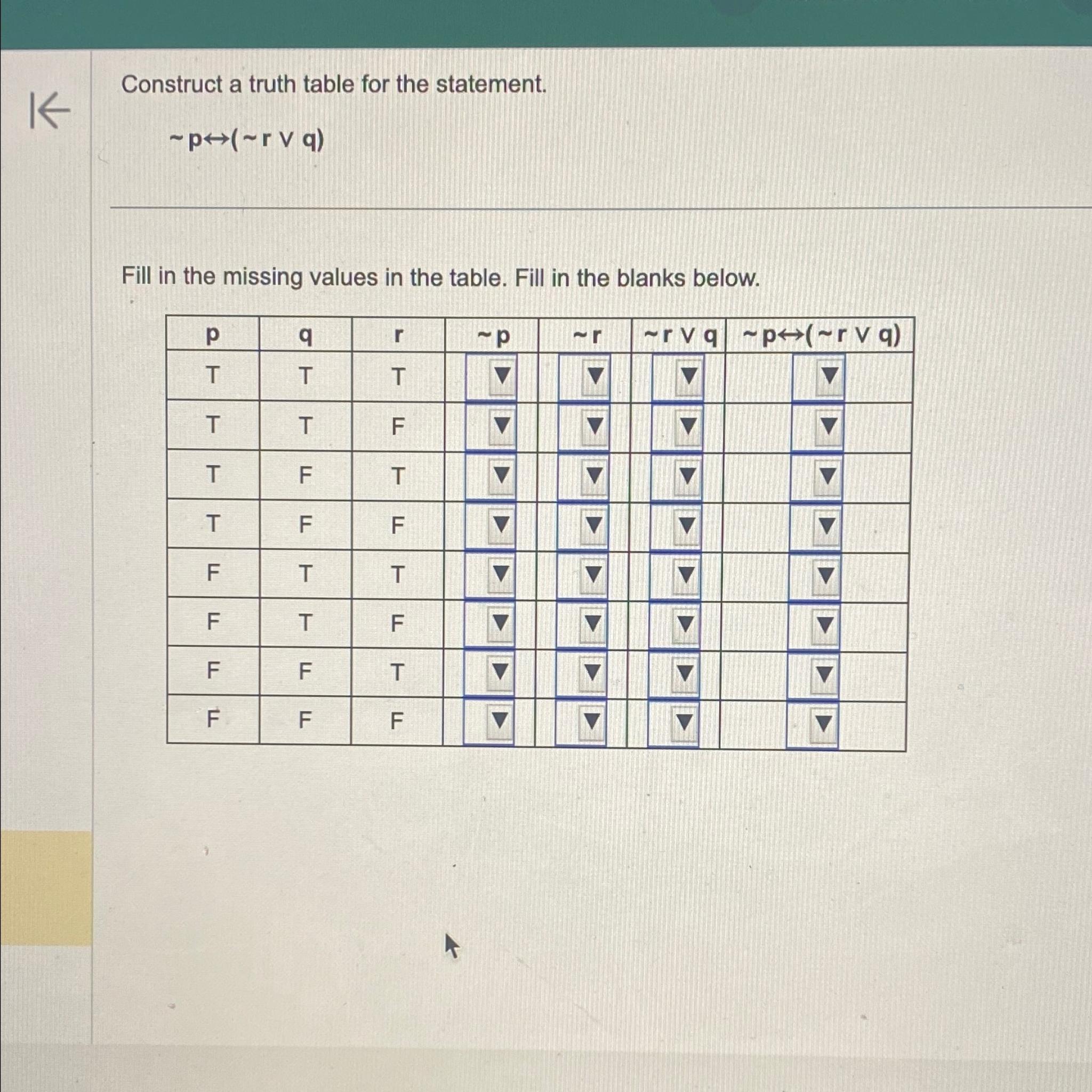 Solved Construct a truth table for the | Chegg.com