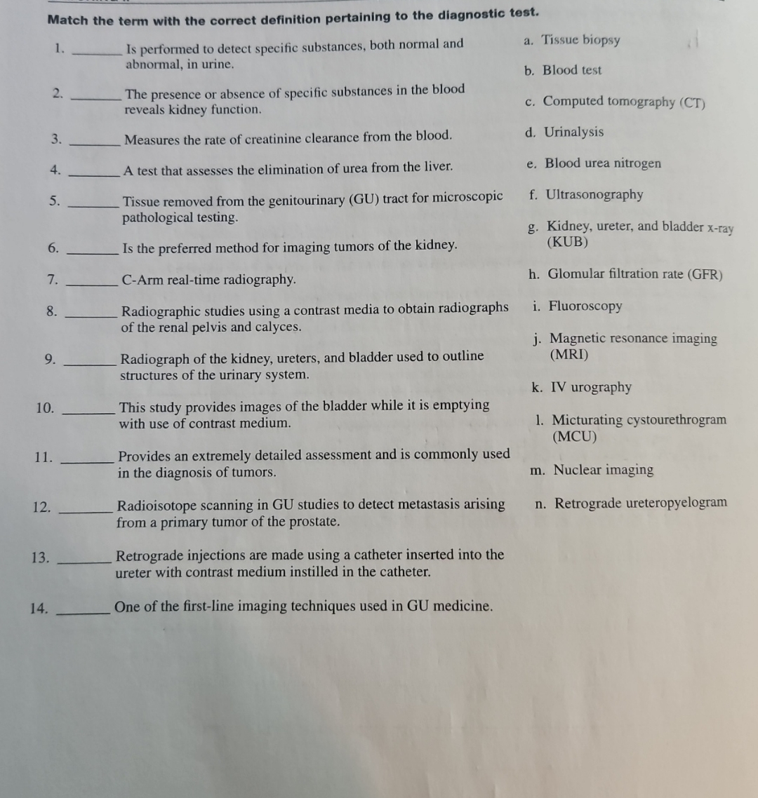 Solved Match the term with the correct definition pertaining | Chegg.com