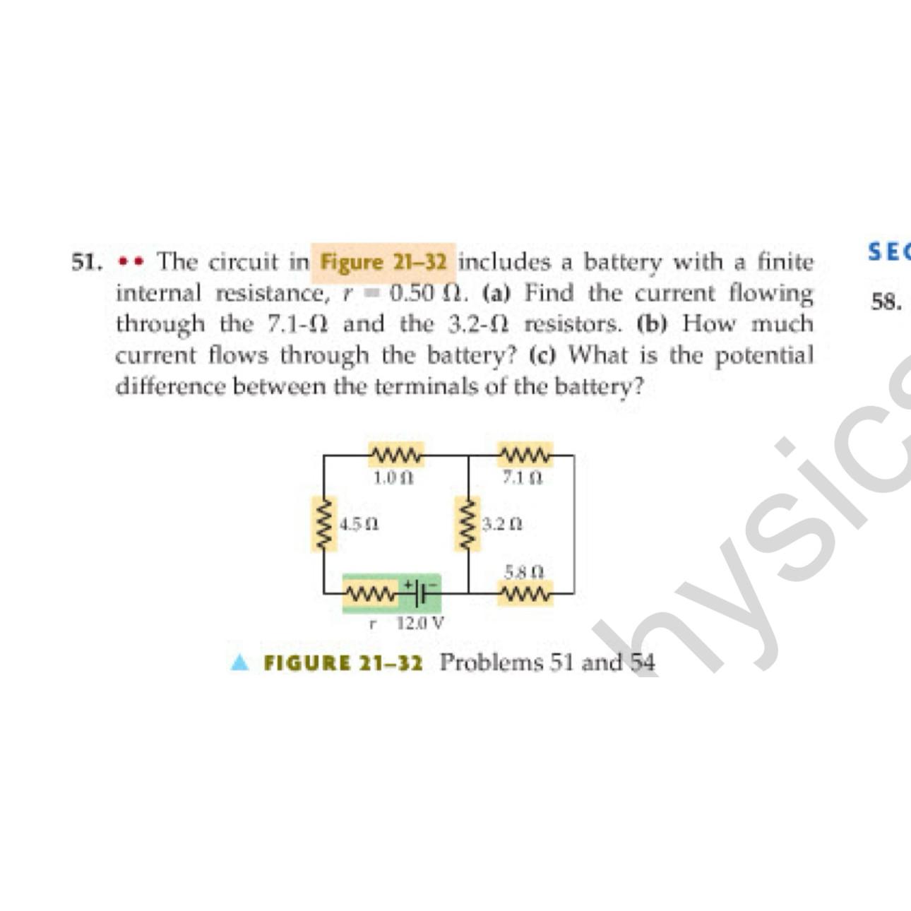 Solved The circuit in Figure 21-32 ﻿includes a battery with | Chegg.com