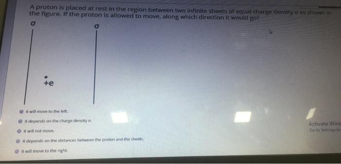 Solved A proton is placed at rest in the region between two | Chegg.com