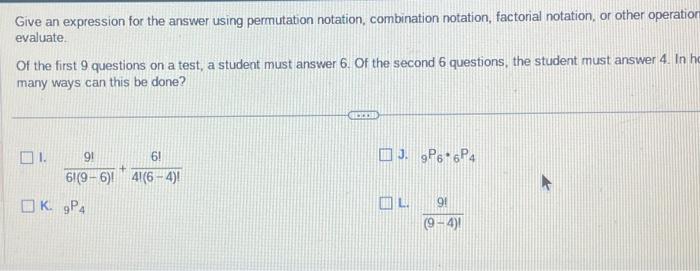 Solved Give an expression for the answer using permutation | Chegg.com