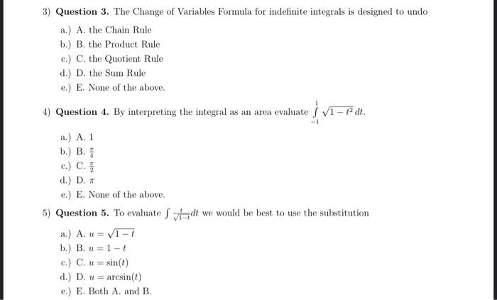 Solved 3) Question 3. The Change of Variables Formula for | Chegg.com