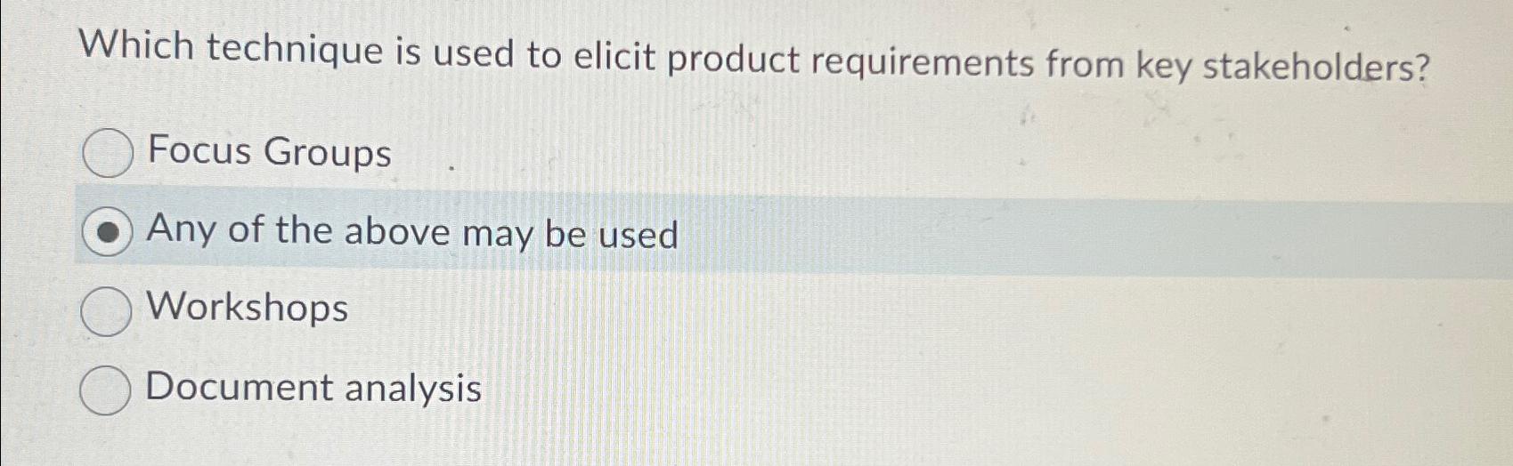 Solved Which technique is used to elicit product | Chegg.com