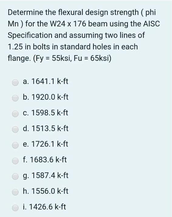 Solved Determine the flexural design strength (phi Mn ) for | Chegg.com