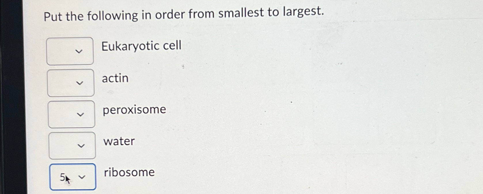Solved Put the following in order from smallest to | Chegg.com