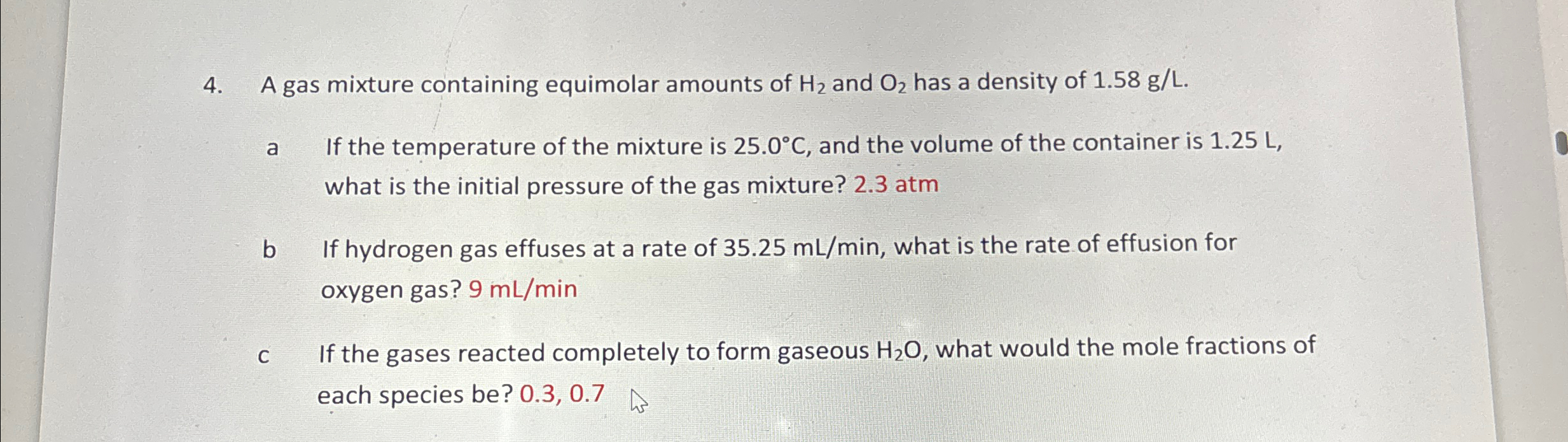 Solved A gas mixture containing equimolar amounts of H2 ﻿and | Chegg.com