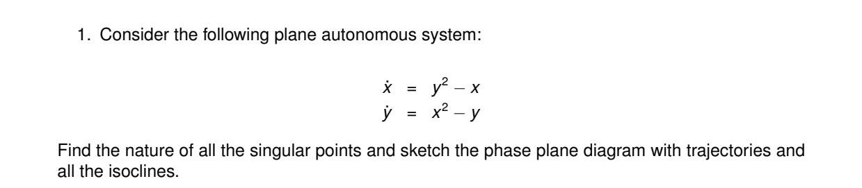 Solved Consider the following plane autonomous | Chegg.com