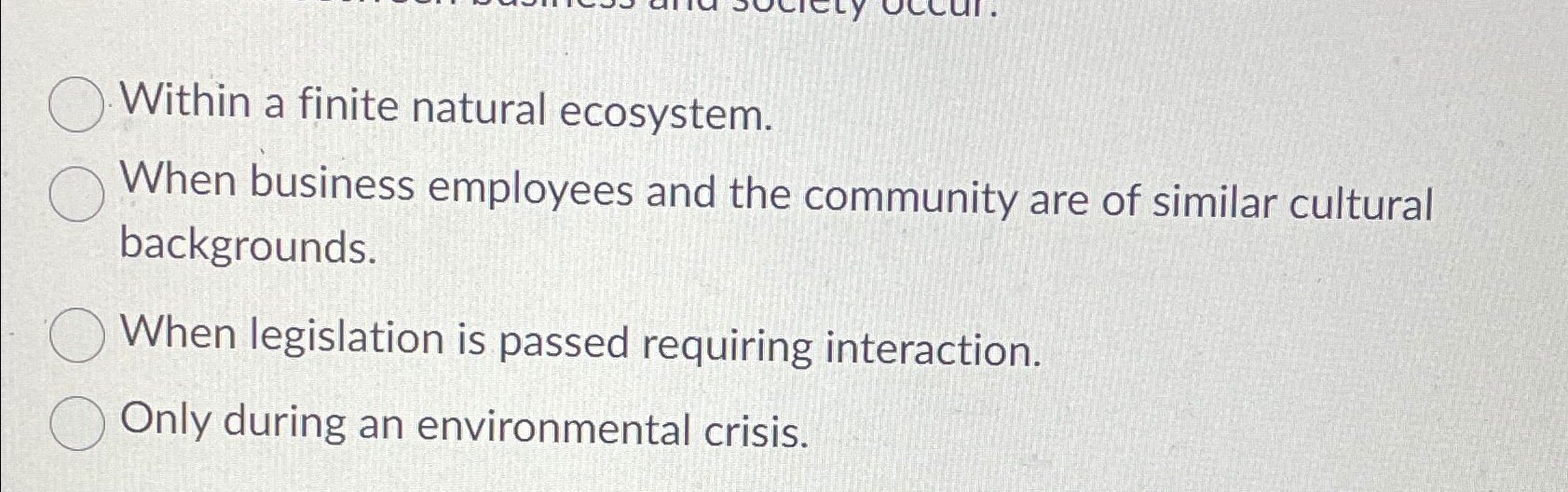Solved Interactions between business and society occur | Chegg.com
