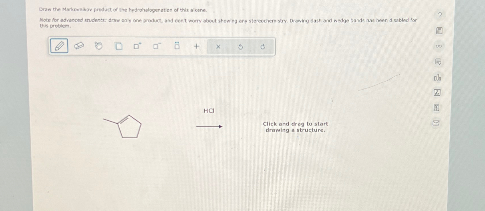 Solved Draw the Markovnikov product of the hydrohalogenation | Chegg.com