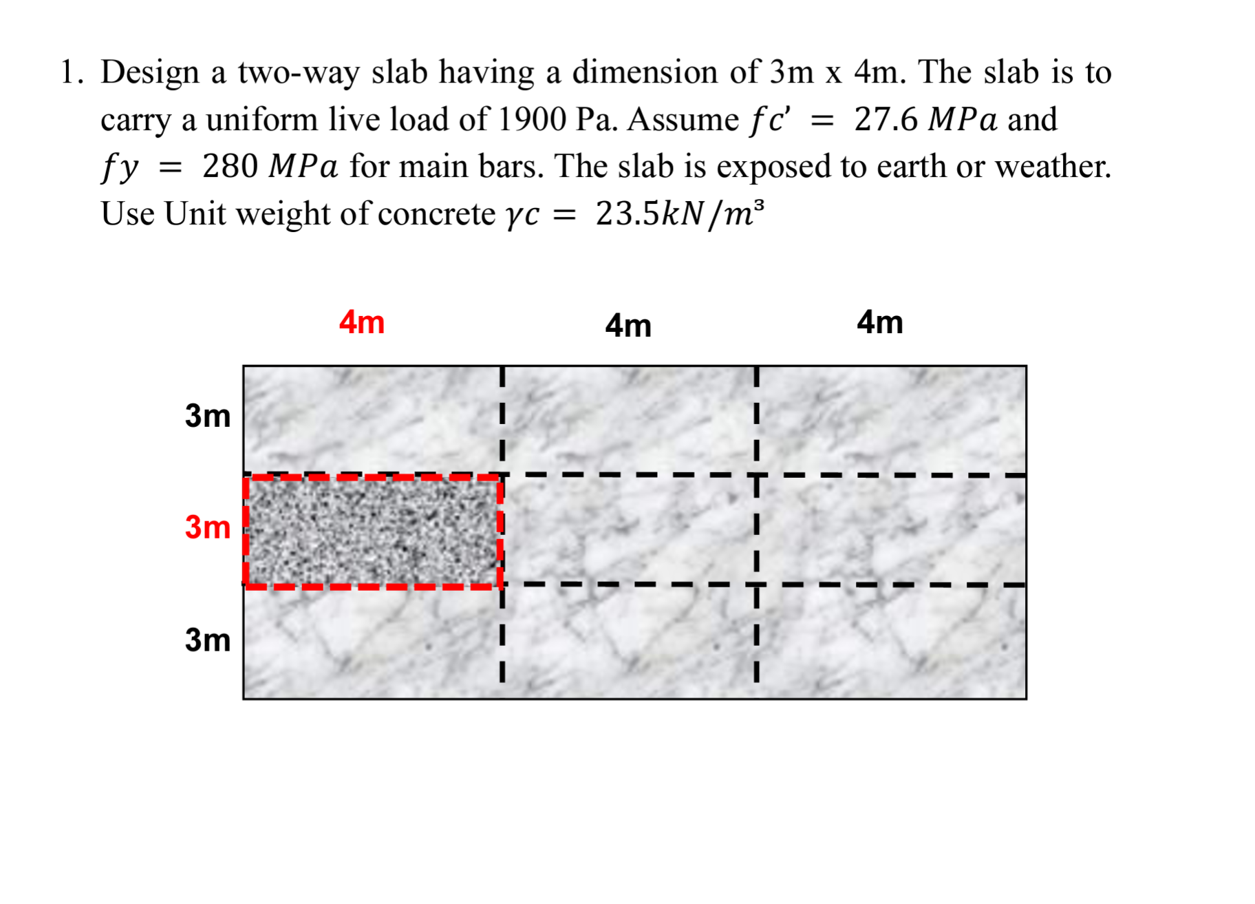 Solved Design a two-way slab having a dimension of 3m×4m. | Chegg.com