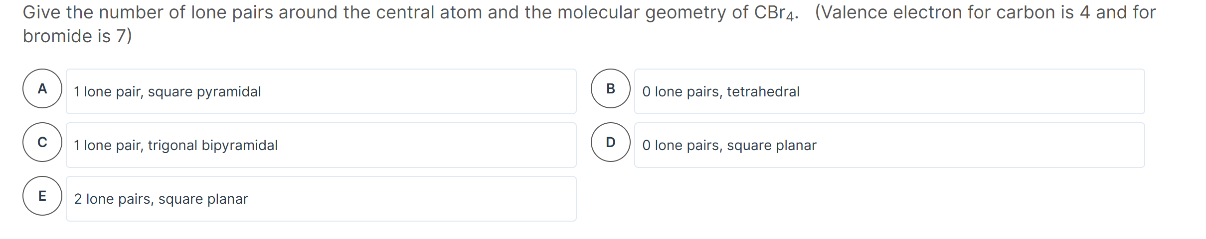 Solved Give the number of lone pairs around the central atom | Chegg.com