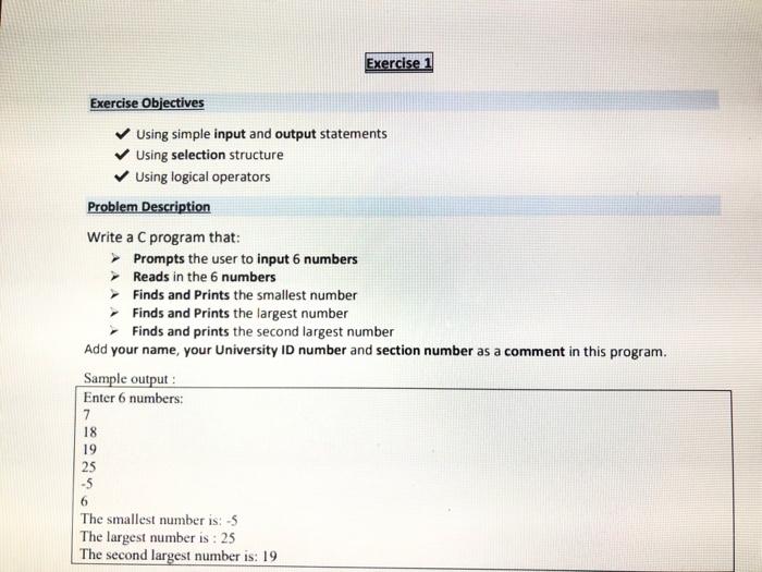 Solved Exercise 1 Exercise Objectives Using simple input and | Chegg.com