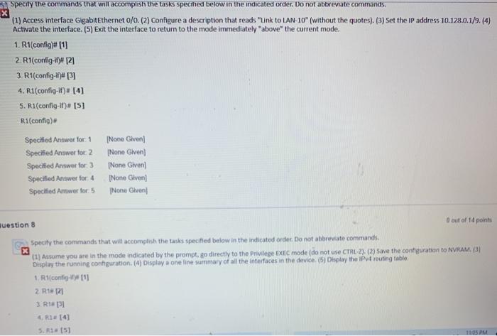 Solved Specify the commands that will accomplish the tasks | Chegg.com