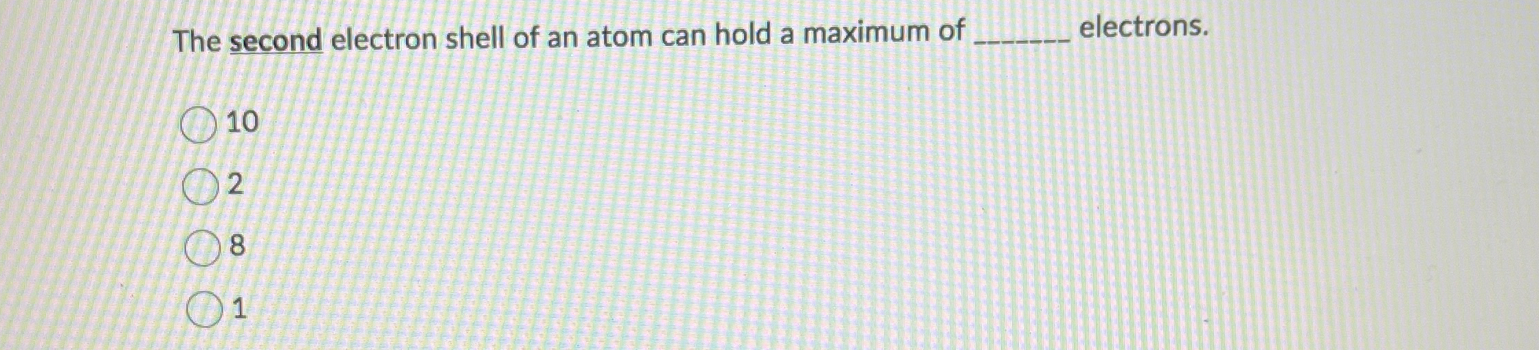 Solved The second electron shell of an atom can hold a | Chegg.com