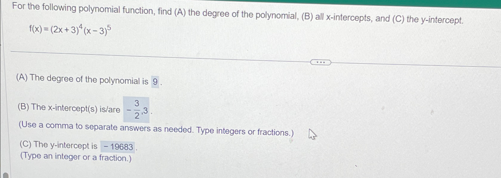 Solved For the following polynomial function, find (A) ﻿the | Chegg.com