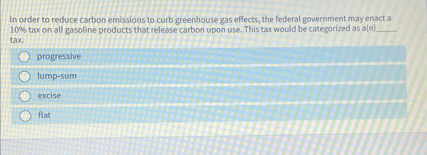 Solved In order to reduce carbon emissions to curb | Chegg.com