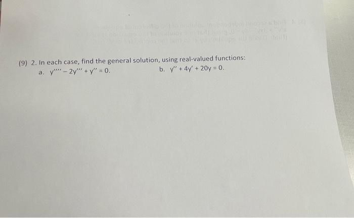 Solved (9) 2. In each case, find the general solution, using | Chegg.com