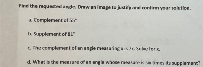 Solved Find the requested angle. Draw an image to justify | Chegg.com