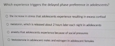 Solved Which experience triggers the delayed phase | Chegg.com