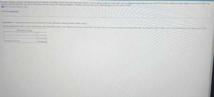 Solved Data table Requirements 1. Compute the product | Chegg.com