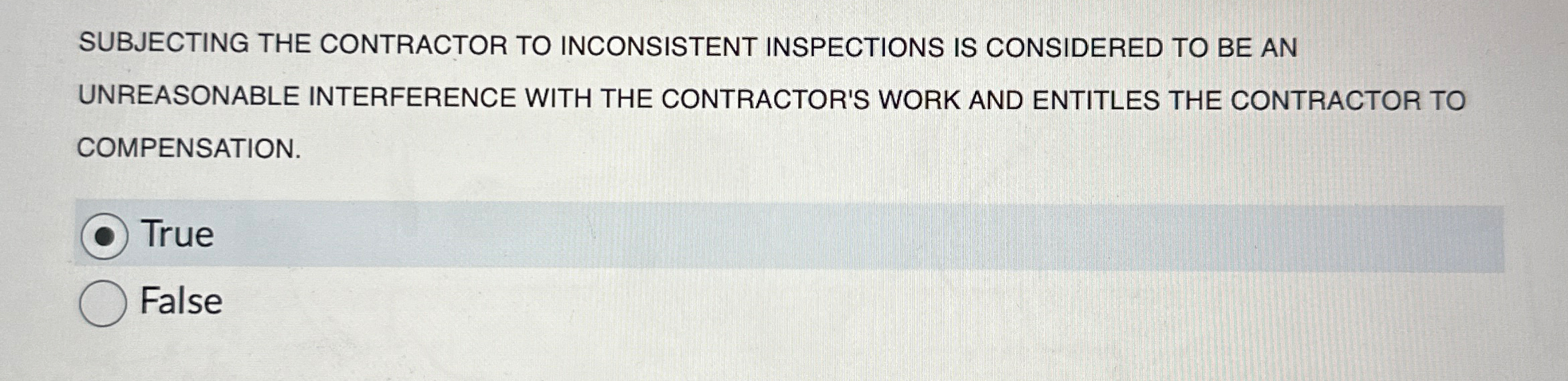 Solved SUBJECTING THE CONTRACTOR TO INCONSISTENT INSPECTIONS | Chegg.com