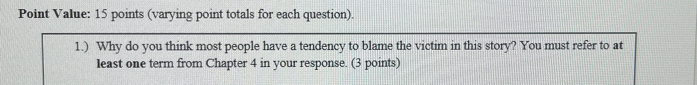 Solved Point Value: 15 ﻿points (varying point totals for | Chegg.com