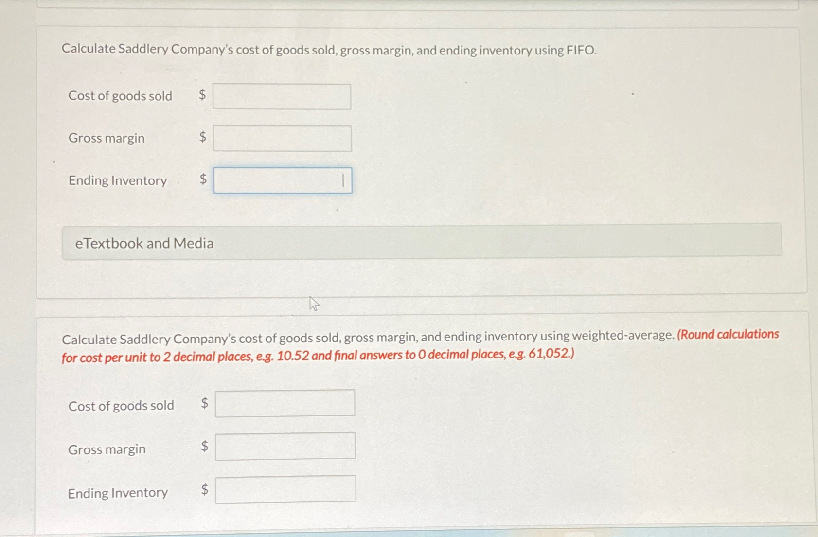 Calculate Saddlery Company's cost of goods sold, | Chegg.com