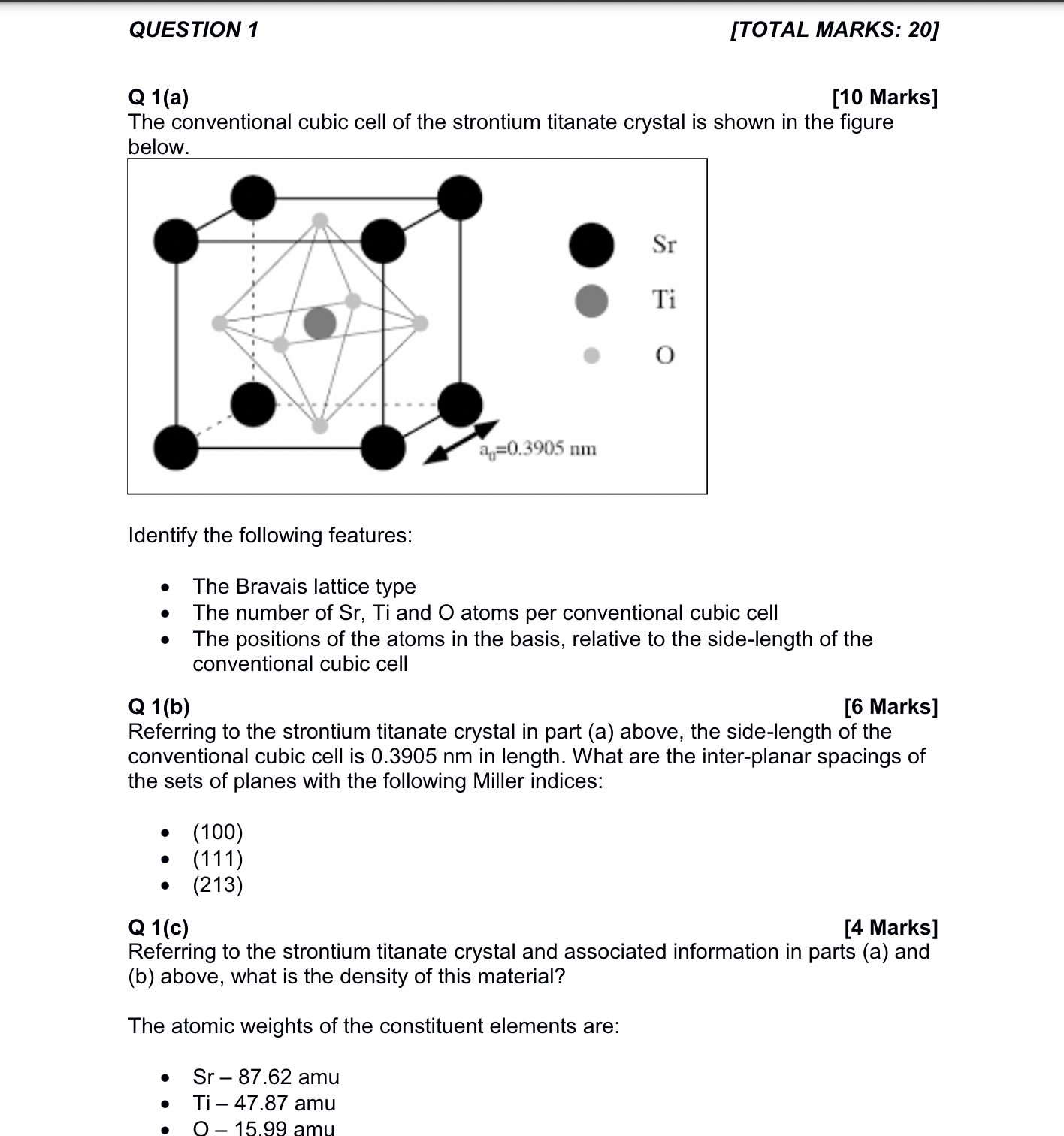 Solved QUESTION 1Q 1(a)The conventional cubic cell of the | Chegg.com