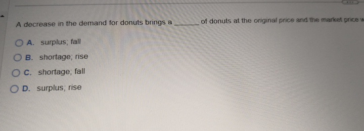 Solved A decrease in the demand for donuts brings a ﻿of | Chegg.com