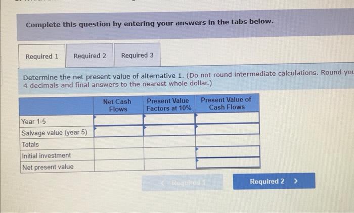 Solved Problem 11-6A (Static) Net present value of alternate | Chegg.com