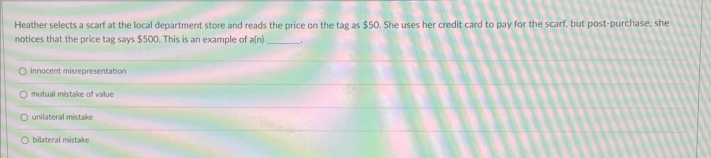 Solved Heather selects a scarf at the local department store | Chegg.com
