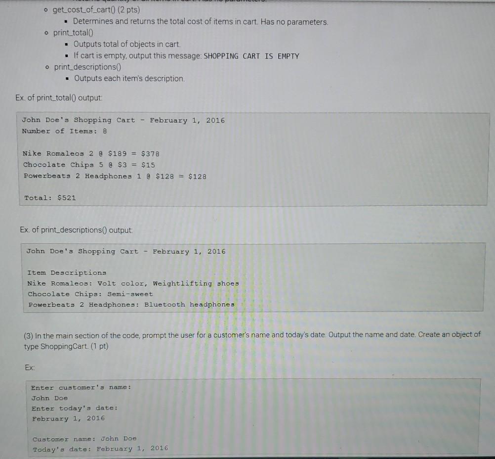 Solved 7.26 LAB*: Program: Online shopping cart (Part 2) | Chegg.com