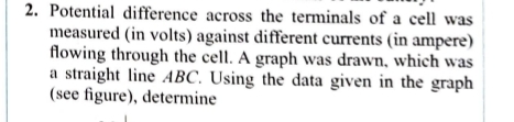 Potential difference across the terminals of a cell | Chegg.com